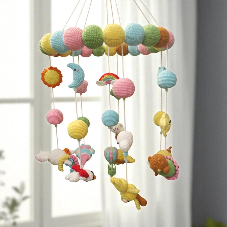 Animals Baby Mobile Crochet Pattern: Lion, Giraffe, Elephant, Unicorn ...