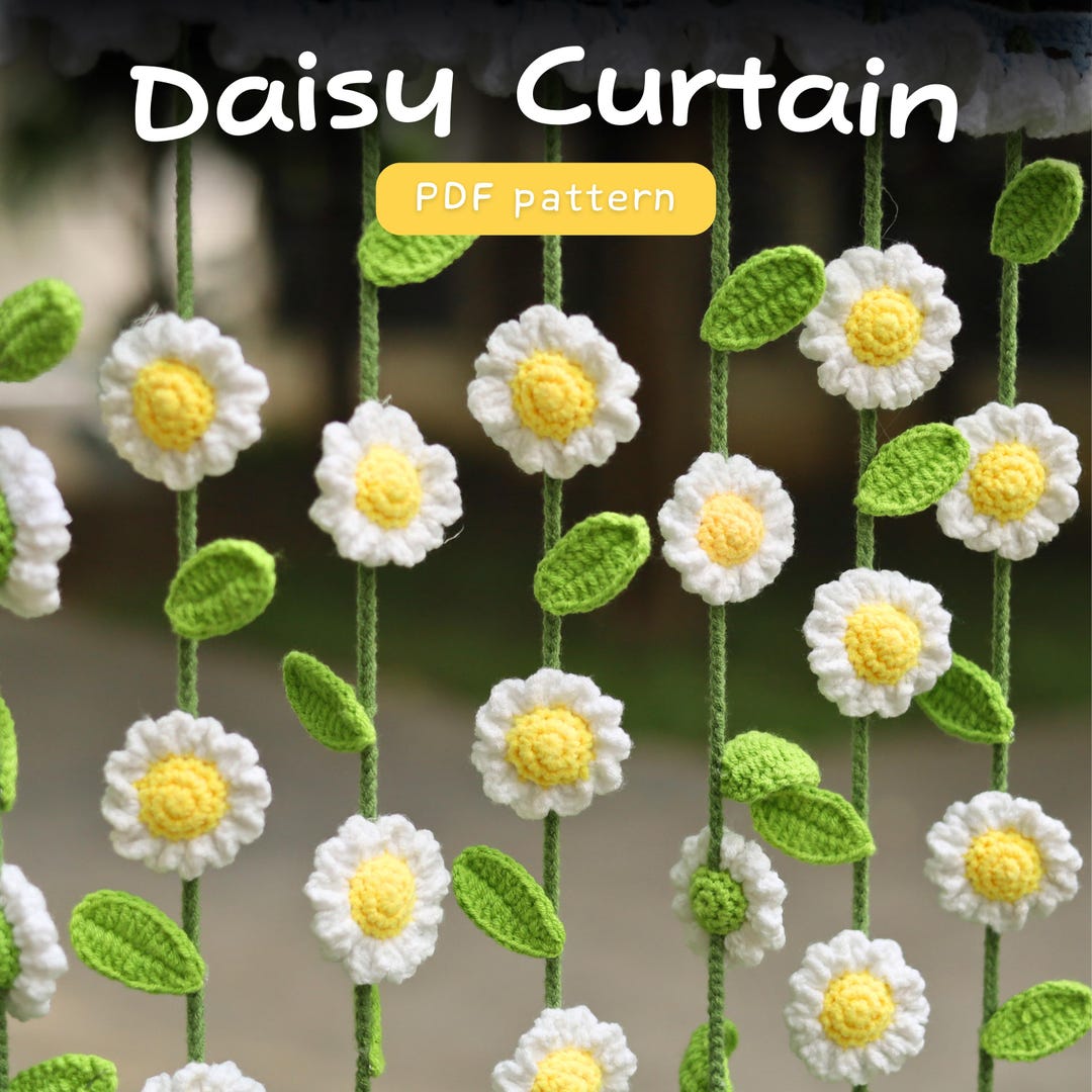Daisy Flower Curtain Crochet Pattern, Daisy Flower Garland Hanging ...