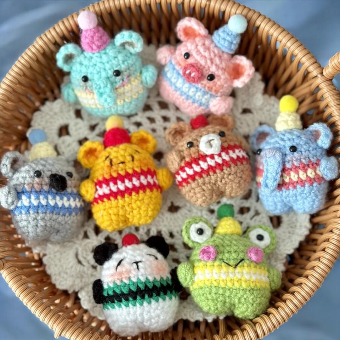 Birthday Animal Crochet Pattern, Cute Animals Bundle Plushie, Mini ...