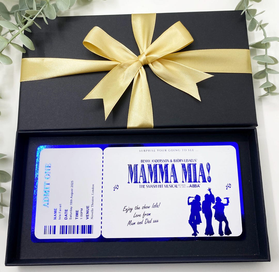 Personalised Mamma Mia Theatre Gift Ticket - Foiled Surprise Show ...