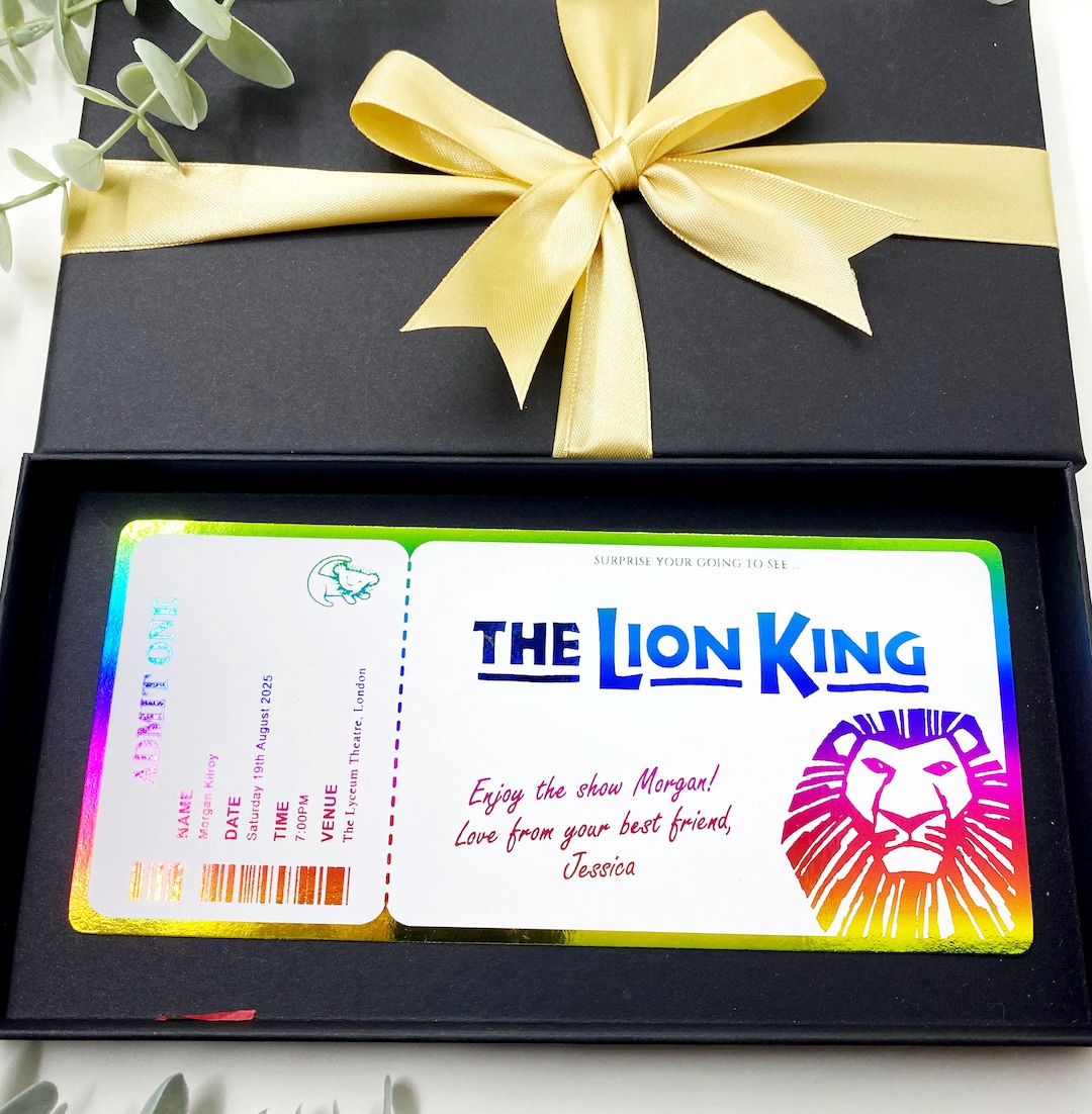 Personalised the Lion King Theatre Gift Ticket - Foiled Surprise Show ...