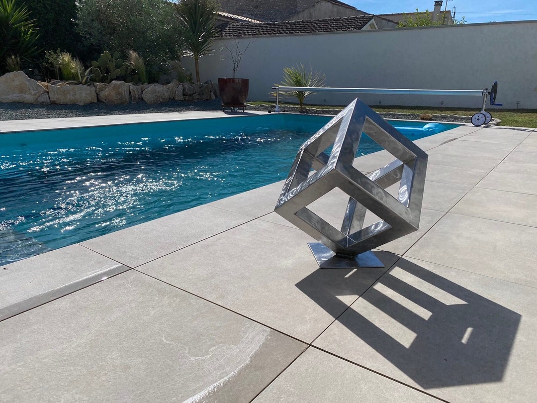 The Cube - Modern Metal Sculpture, Indoor Outdoor Art, Coffee Table or ...