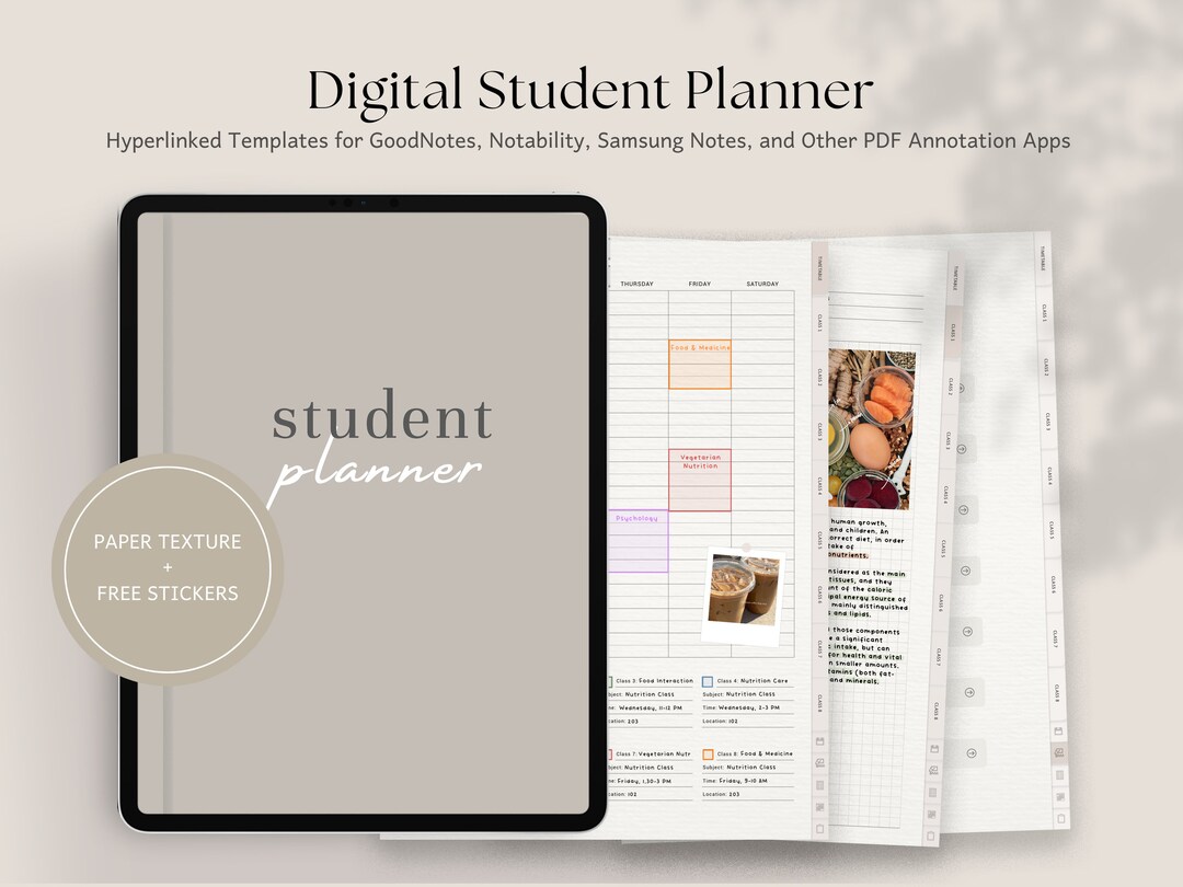 Digital Student Planner Paper Texture | ADHD School College Journal ...
