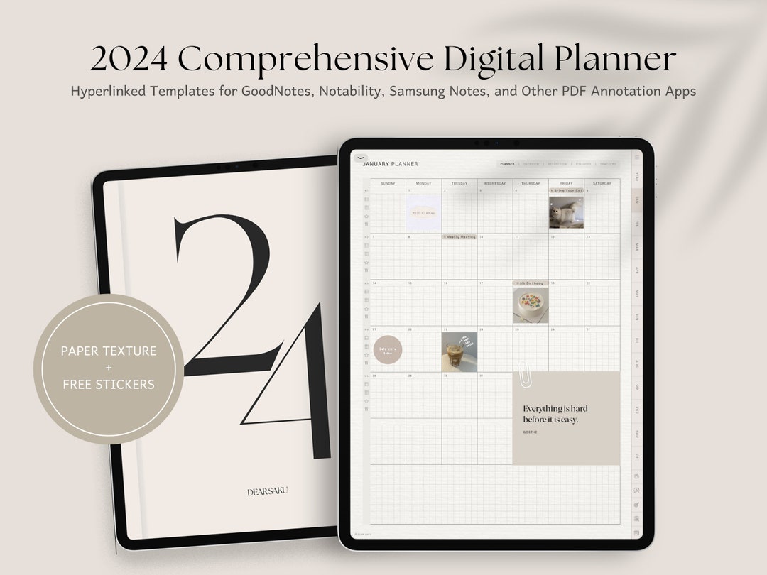 2024 Digital Planner Minimalist Goodnotes Planner, Daily Planner ...