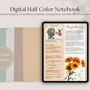 Digital Half Color Notebook Paper Texture Boho Chic Journal - Etsy