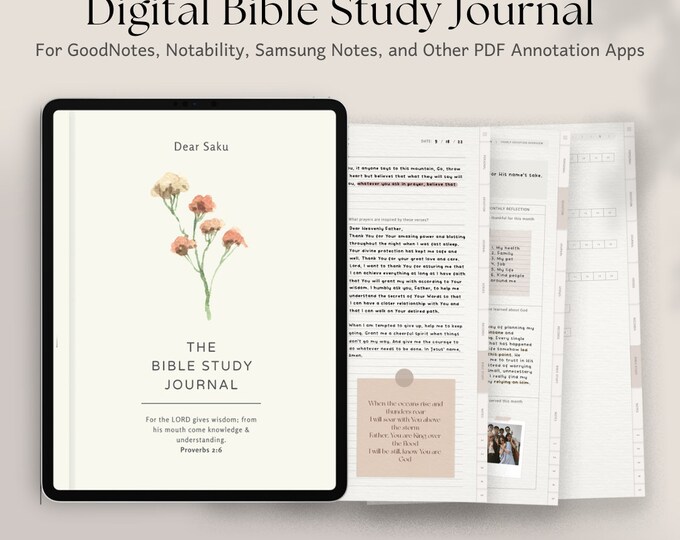 Digital Bible Study Journal PORTRAIT Bible Planner, Prayer Journal ...