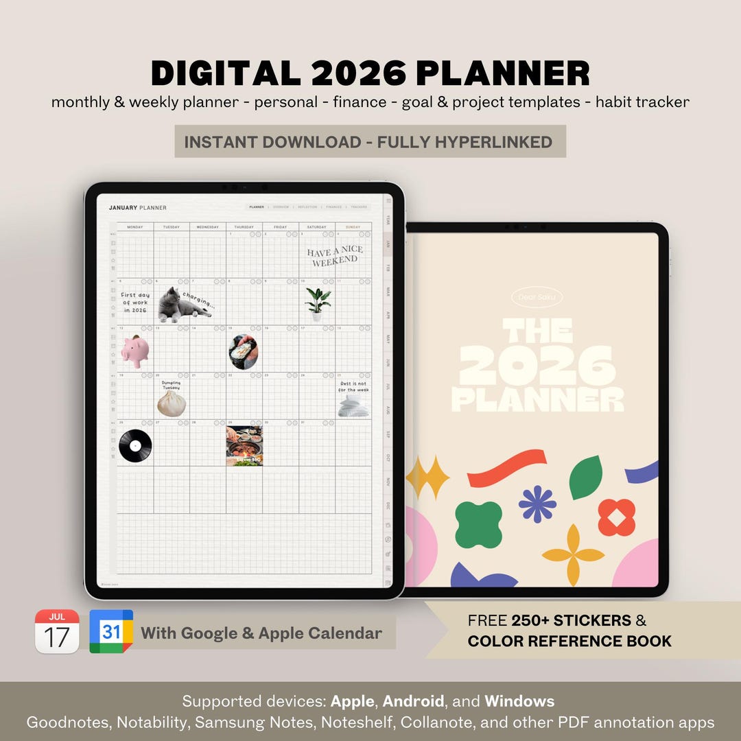 2026 Digital Planner PDF | Minimalist Soft Paper Texture | Annual ...