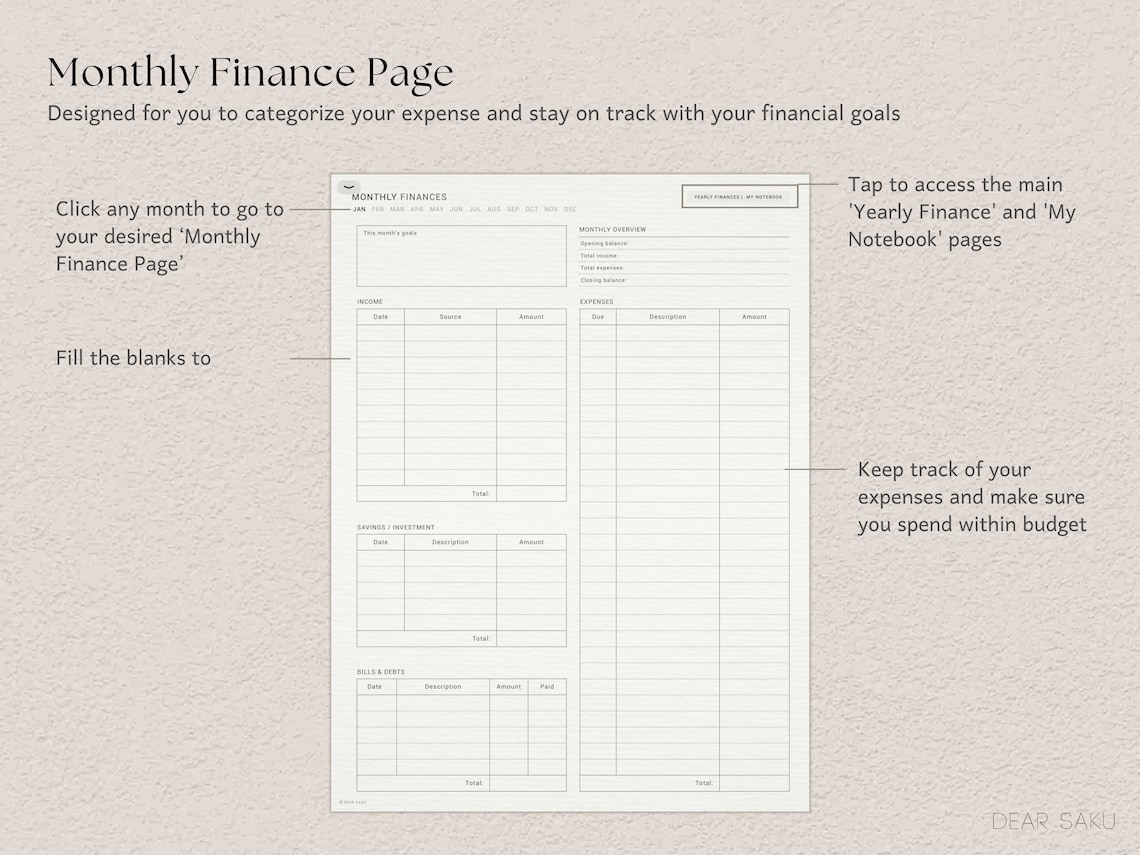 Digital Financial Planner: Paper Texture, Stickers (goodnotes ...