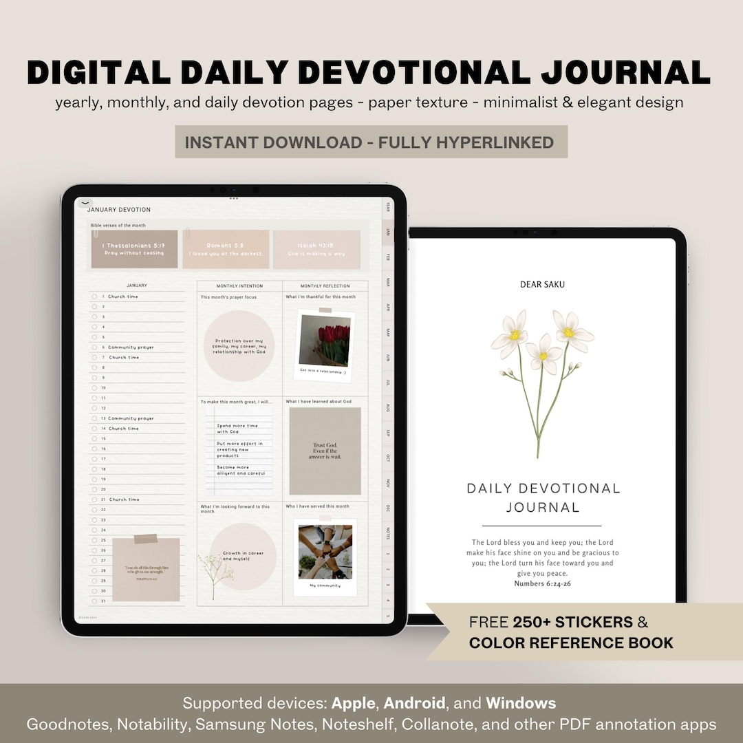 Digital Daily Devotional Journal | Digital Bible Study Faith Planner ...