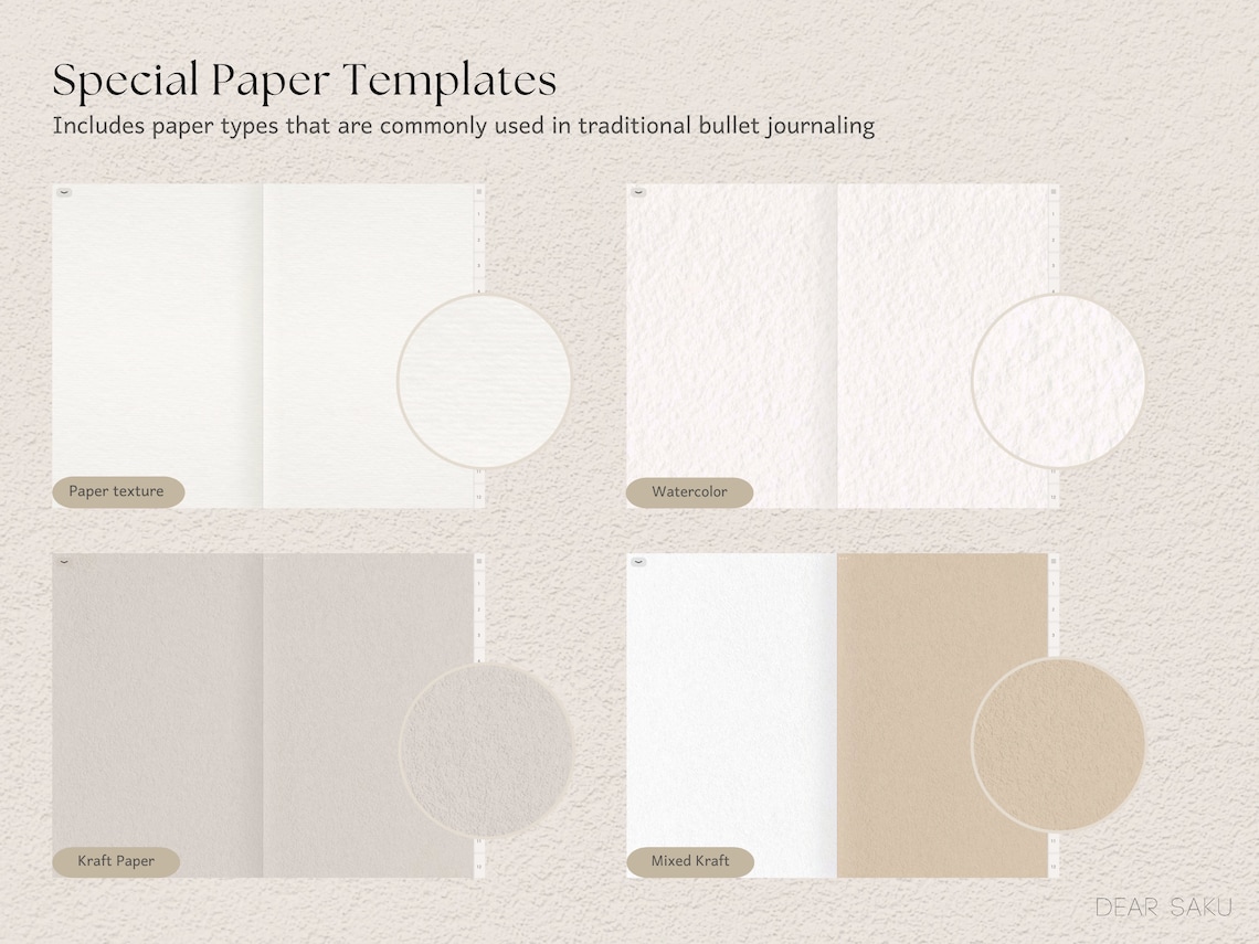 Digital Bullet Journal Paper Texture Undated Notebook With - Etsy