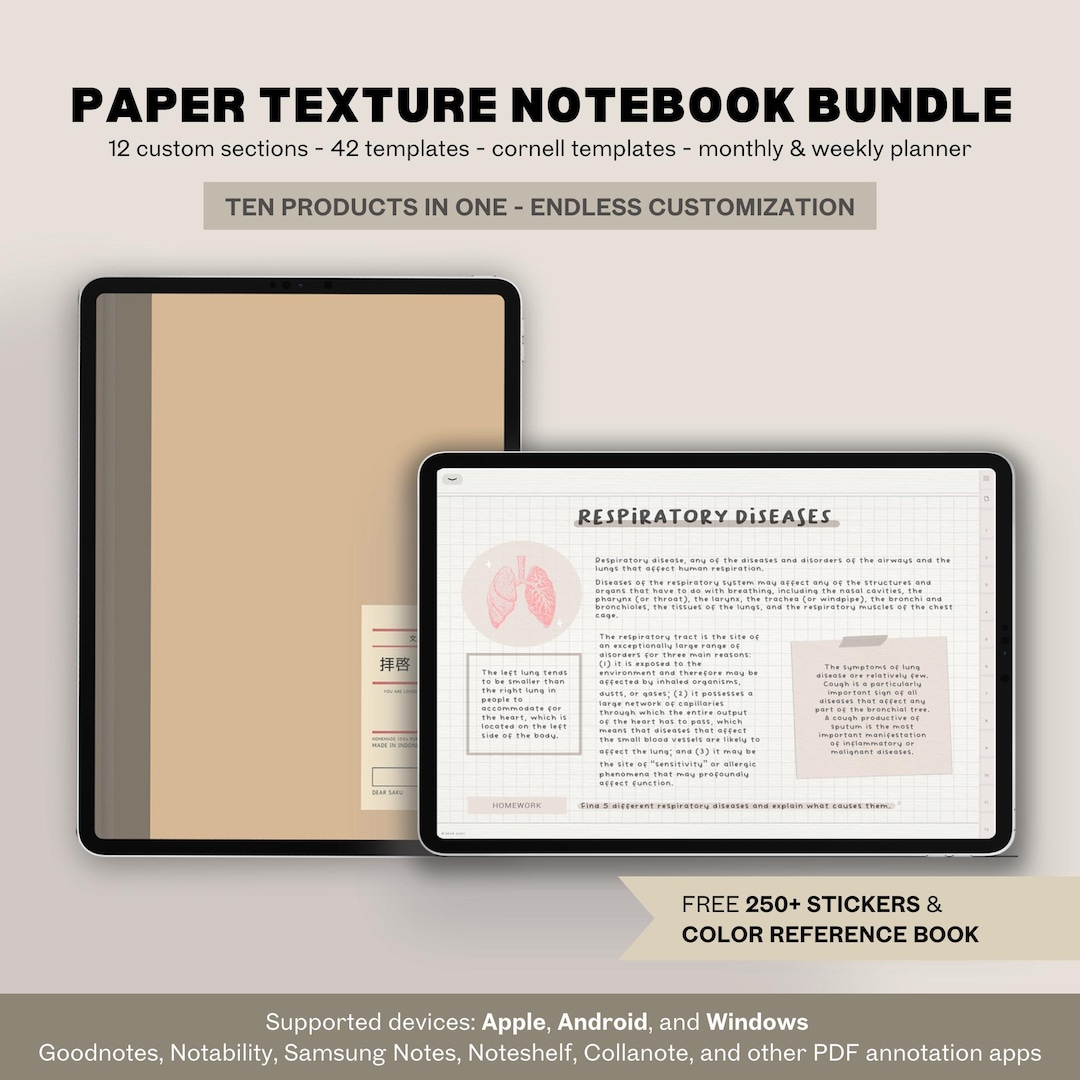 Digital Notebook Bundle PDF | Portrait & Landscape Edition | Soft Paper ...