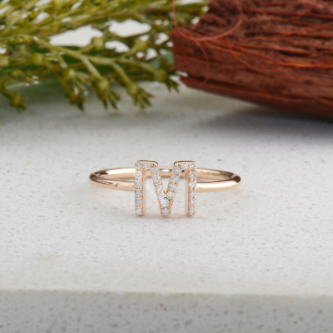 14k Diamond Custom Name Ring Personalized Diamond Name Ring Unique Name ...