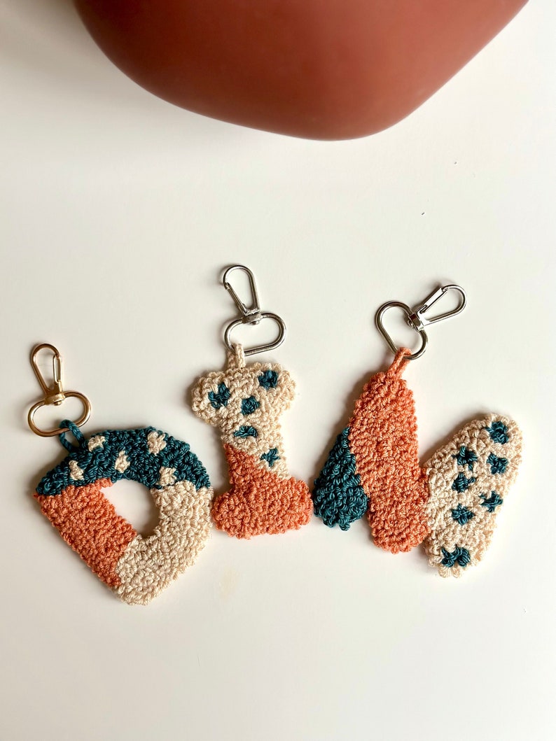 Boho Punch Needle Keychain,tufted Keychain,personalized Letter Key ...