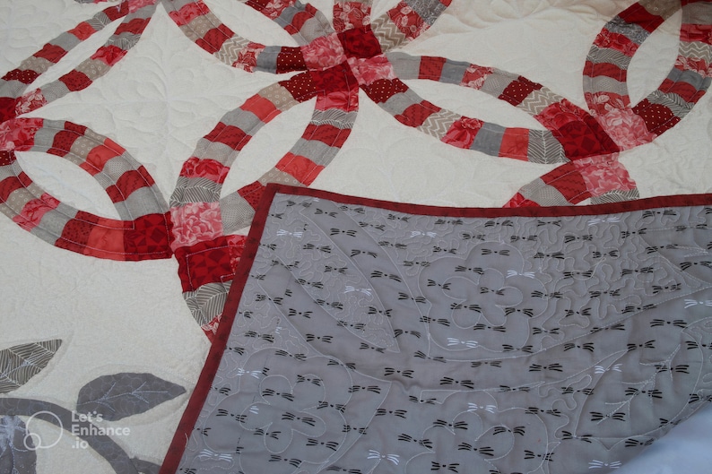 Amish Hand Quilted Circle of Love Quilt, Bordeaux Patchwork - Etsy