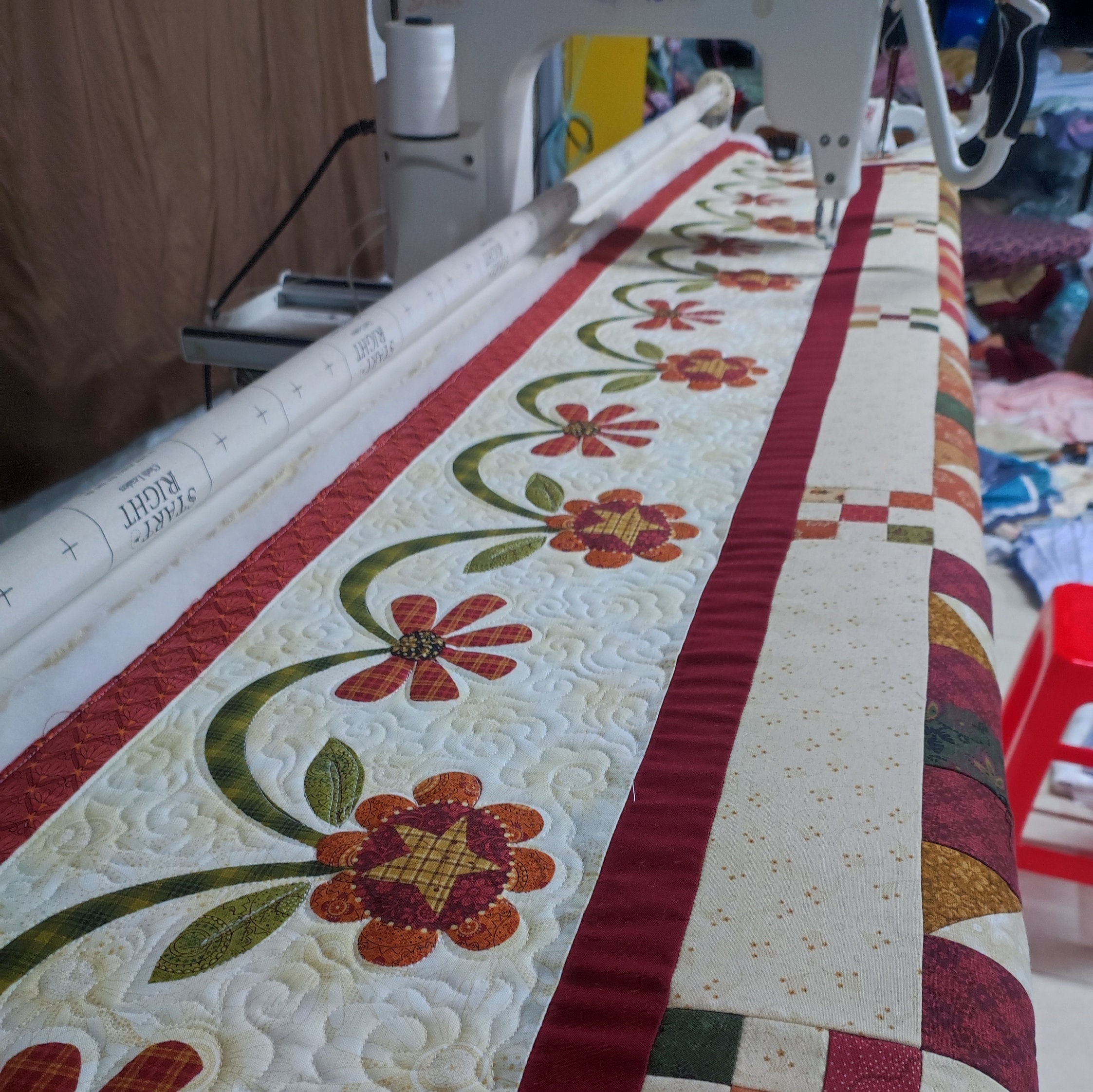 Hand Quilted Autumn Patchwork Quilt: Amish Bordeaux, 88x88 - Etsy