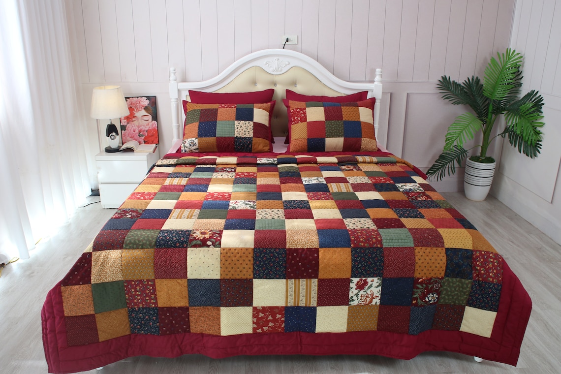 Handmade Patchwork Cotton Patchwork Quilt Hippie Bedding - Etsy