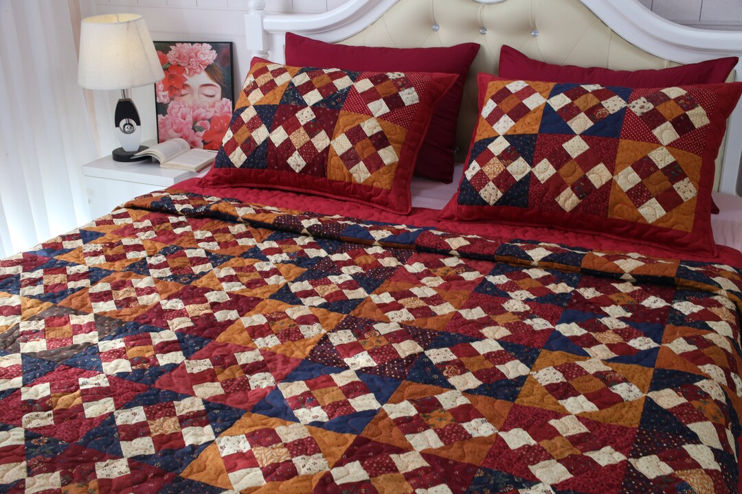 Handmade Patchwork Cotton, Patchwork Quilt, Hippie Bedding Bedspread ...