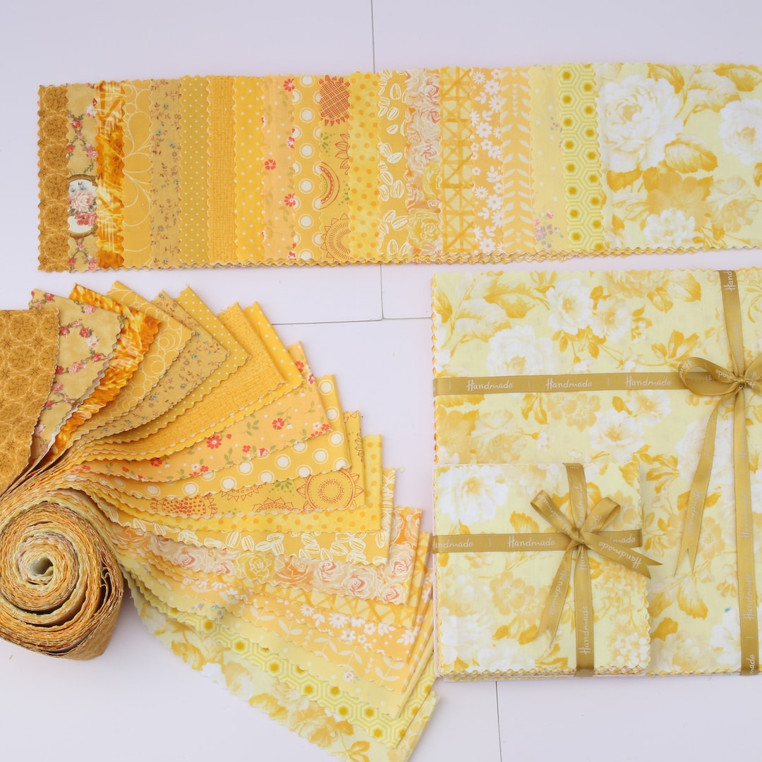 Yellow Fabric Charm Pack, 100% Cotton Quilting Squares - Etsy