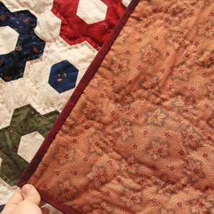 Hexagon Quilt for Sale, Amish Hand Quilted Bordeaux Patchwork ...