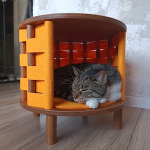 Cat House, Small Cat Table, Cat Furniture, Round Coffee Table, Cat Bed ...