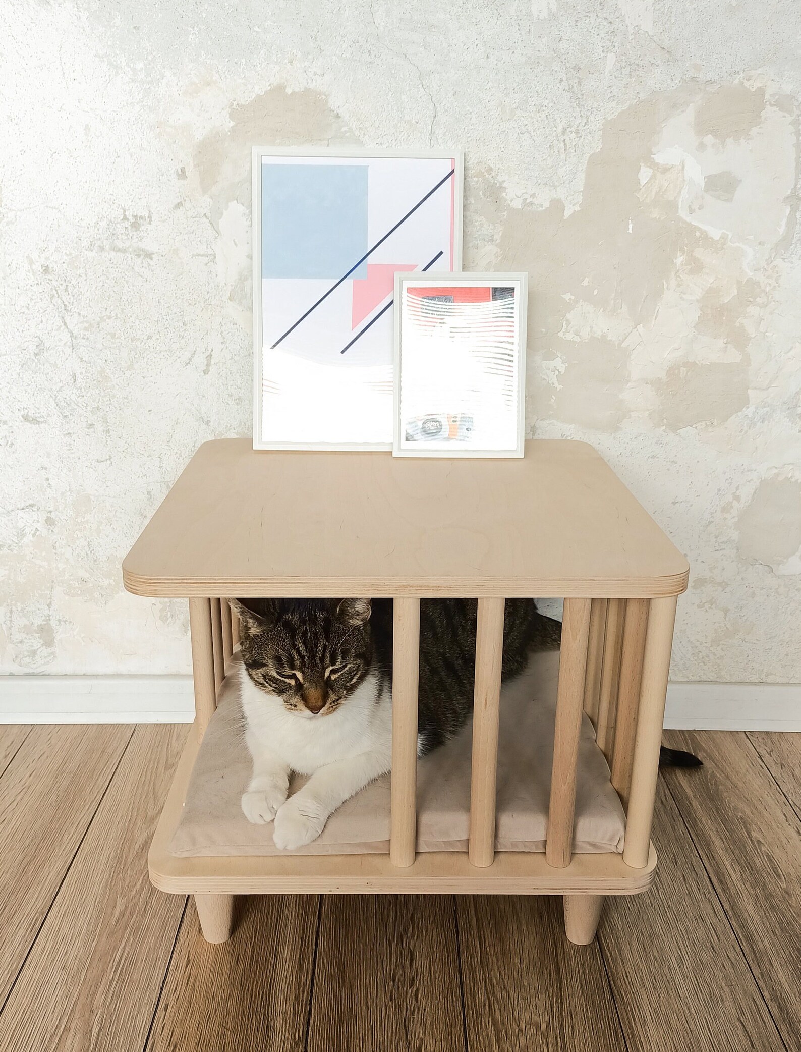 Square Modern Low Cat Table, Cat Furniture, Cat House - Etsy