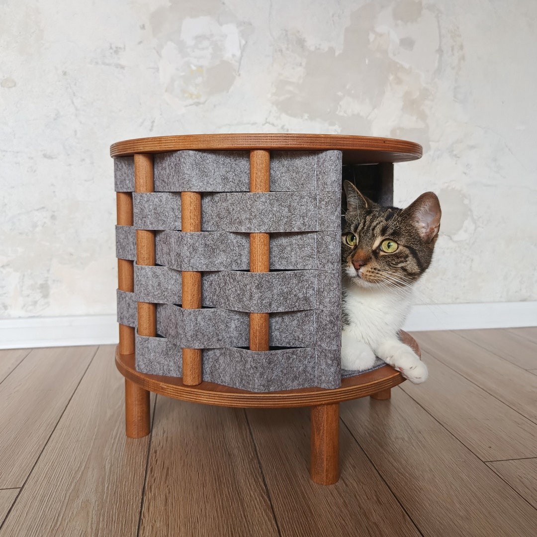 Cat House, Small Cat Table, Cat Furniture, Round Coffee Table, Cat Bed ...