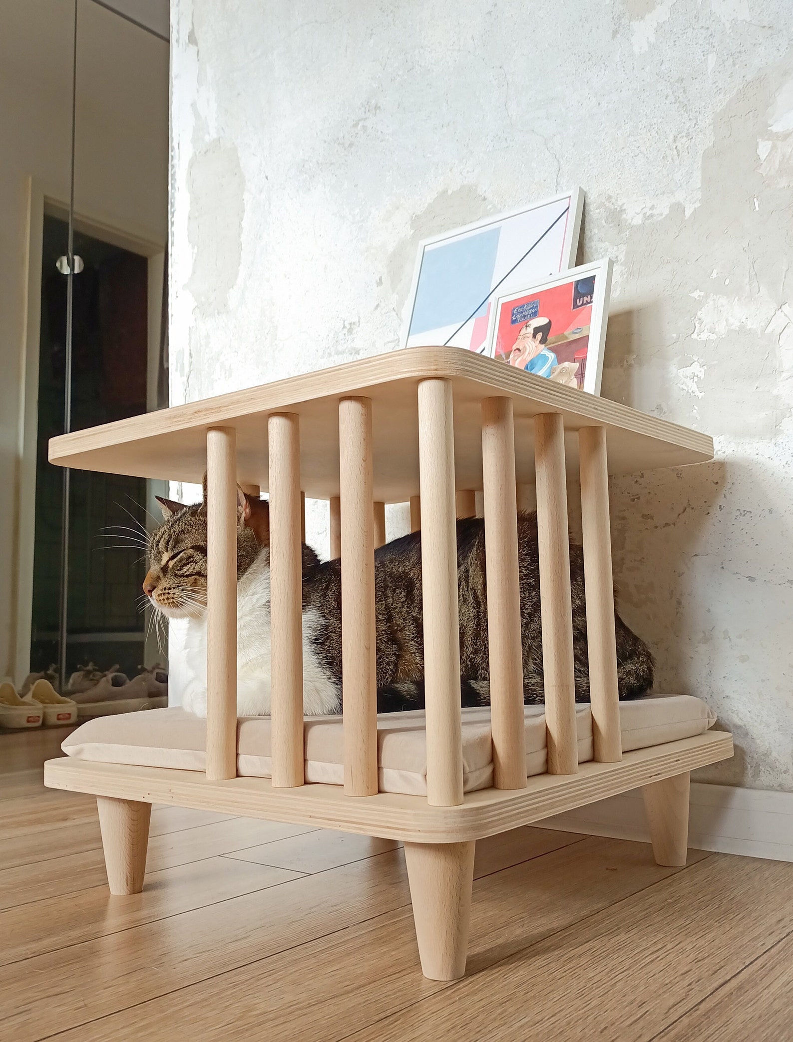 Square Modern Low Cat Table, Cat Furniture, Cat House - Etsy