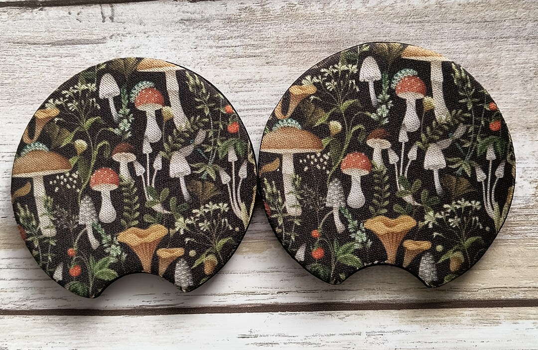 Cottage Core Mushroom Forest Car Coasters, Personalized Car Cup Holder ...