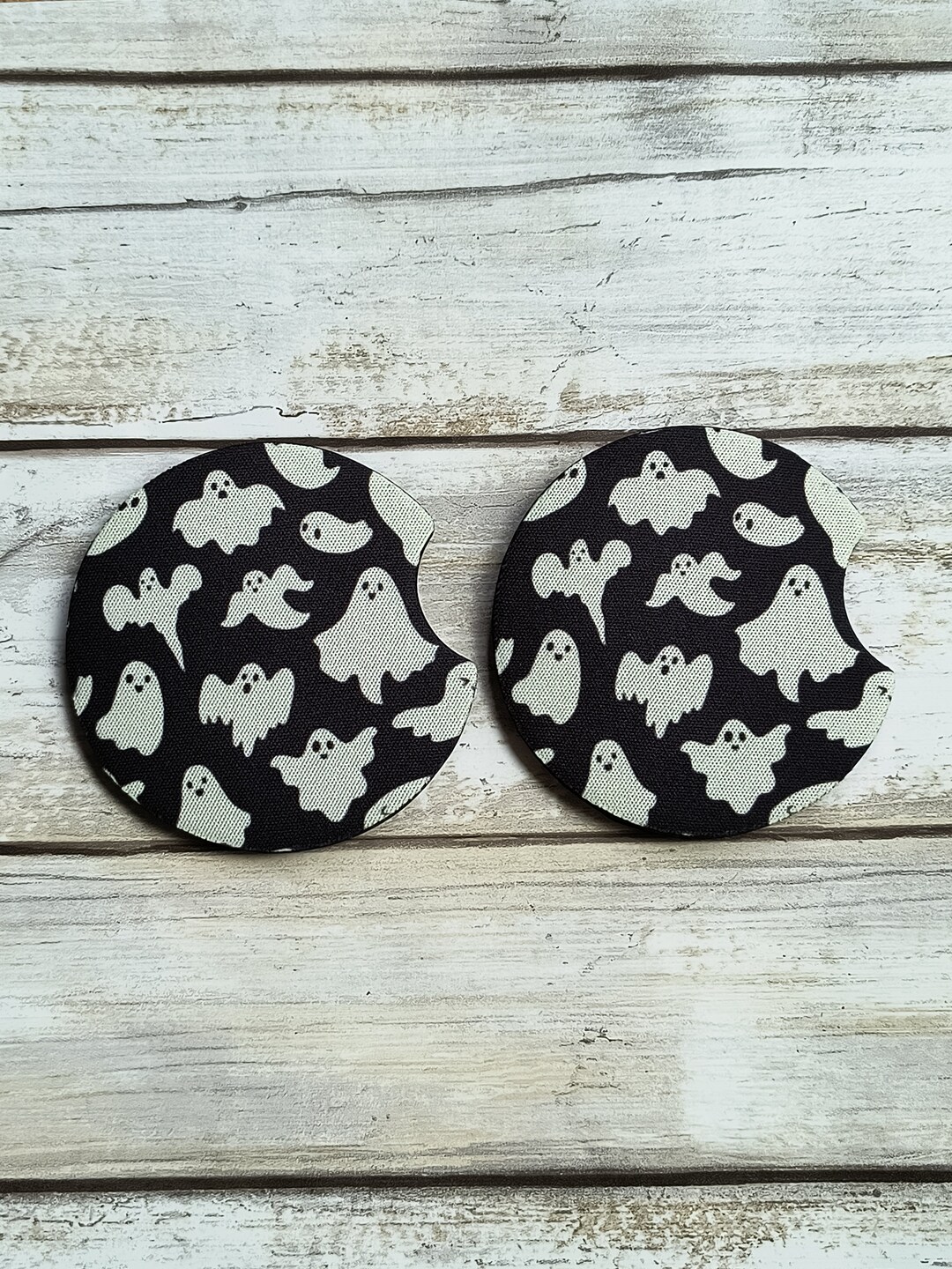 Spooky Ghost Inspired Car Coasters, Personalized Car Cup Holder ...