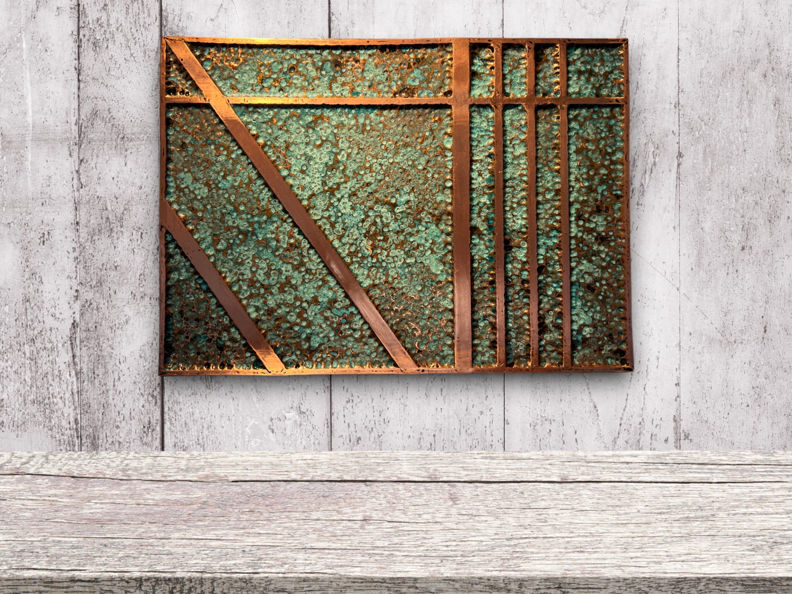 Copper Art L Rustic Copper Wall Art | Farmhouse Decor | Textured Wall ...