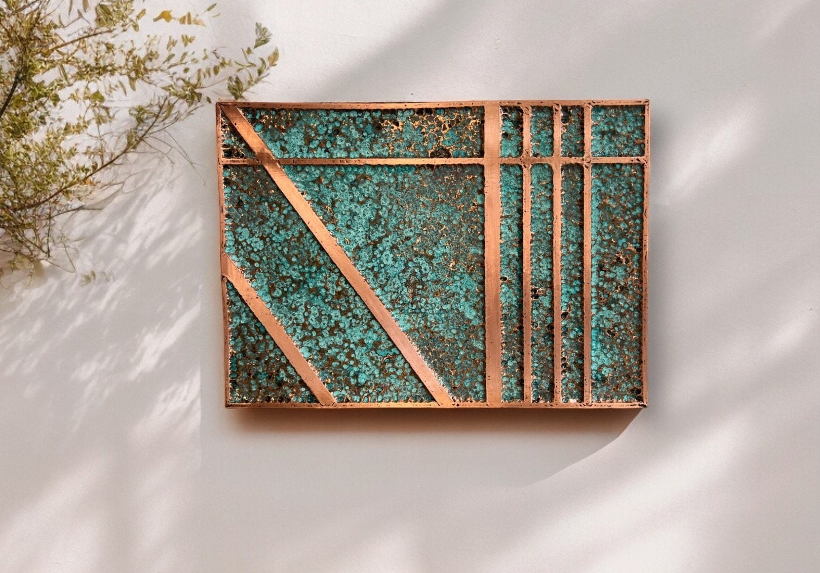 Copper Art L Rustic Copper Wall Art | Farmhouse Decor | Textured Wall ...