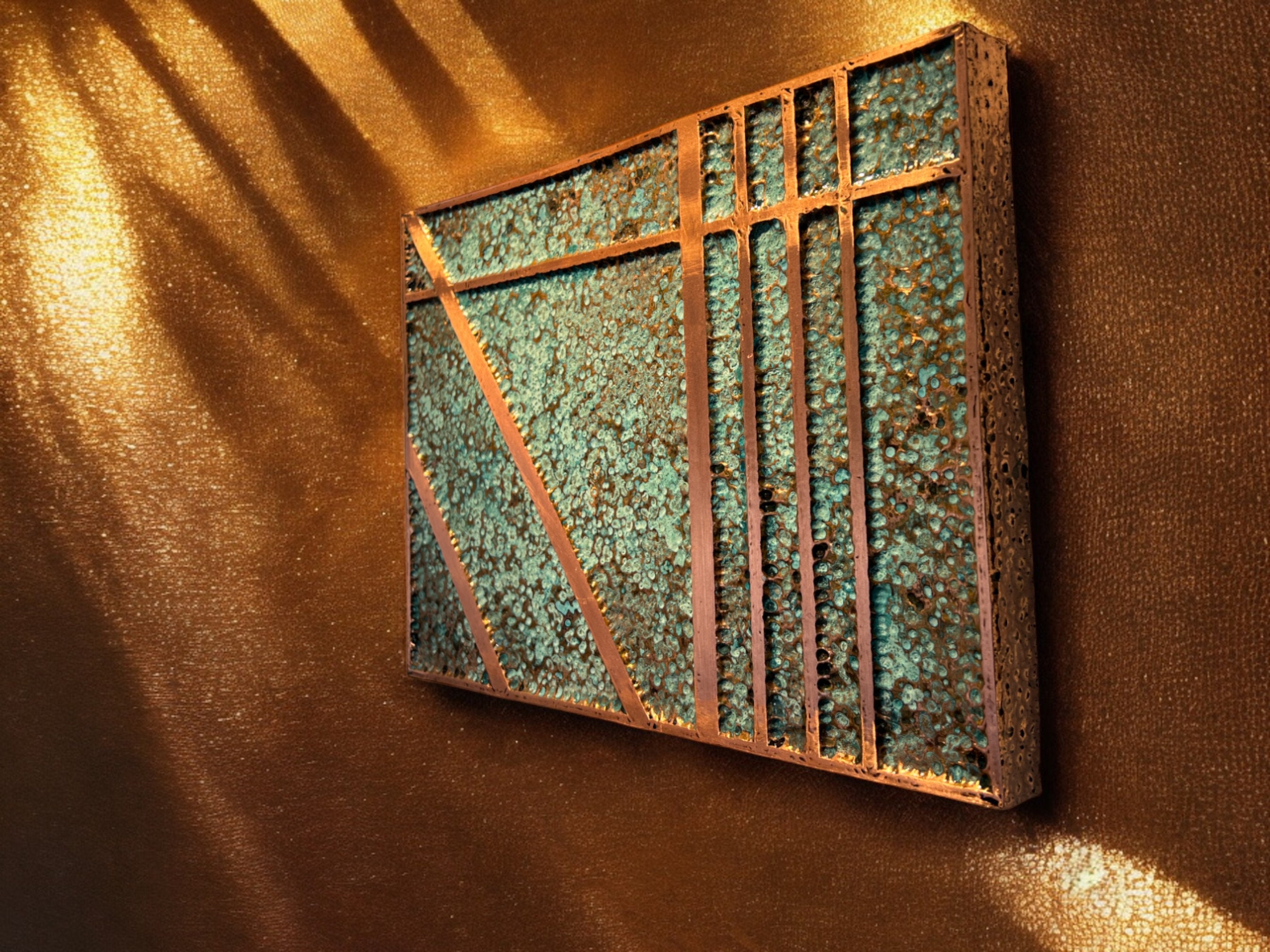 Copper Art L Rustic Copper Wall Art | Farmhouse Decor | Textured Wall ...