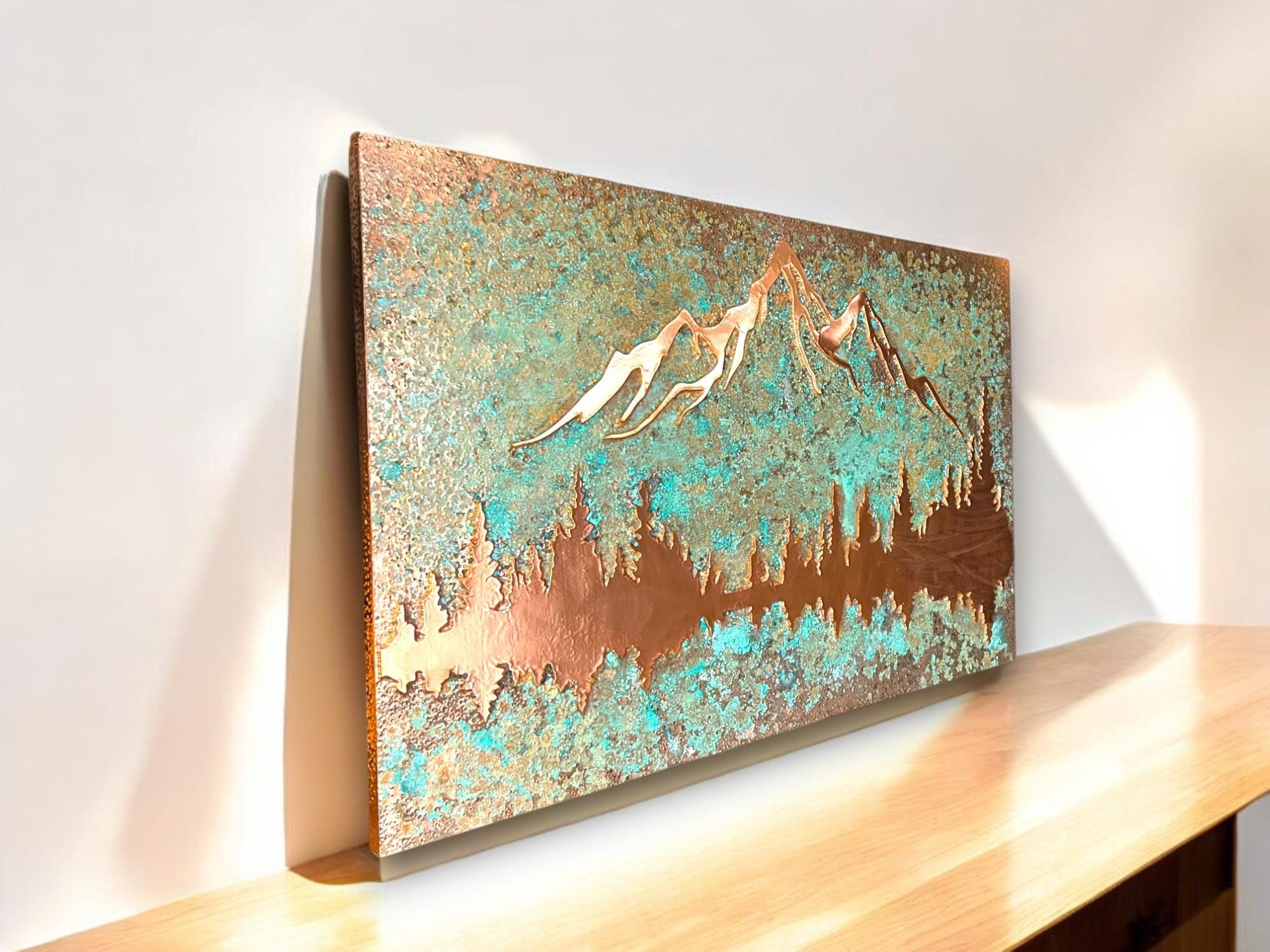 Rustic Copper Wall Art, Farmhouse Decor, Metal Wall Art, Forest Art, - Etsy