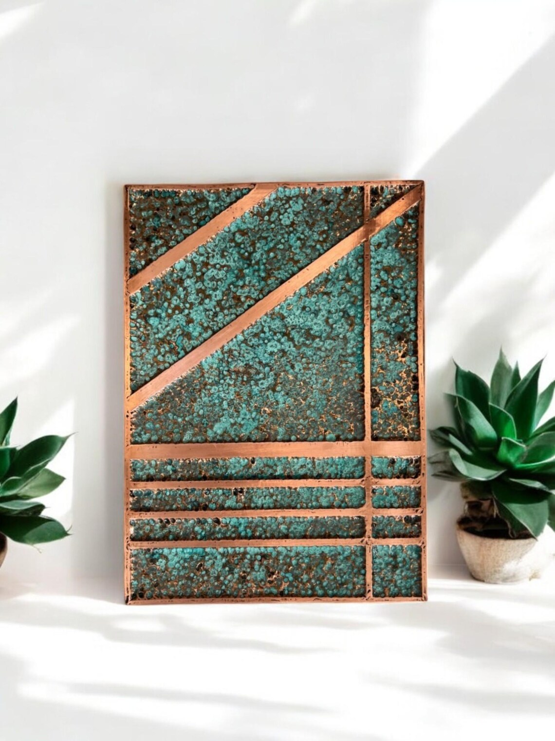 Copper Art L Rustic Copper Wall Art | Farmhouse Decor | Textured Wall ...