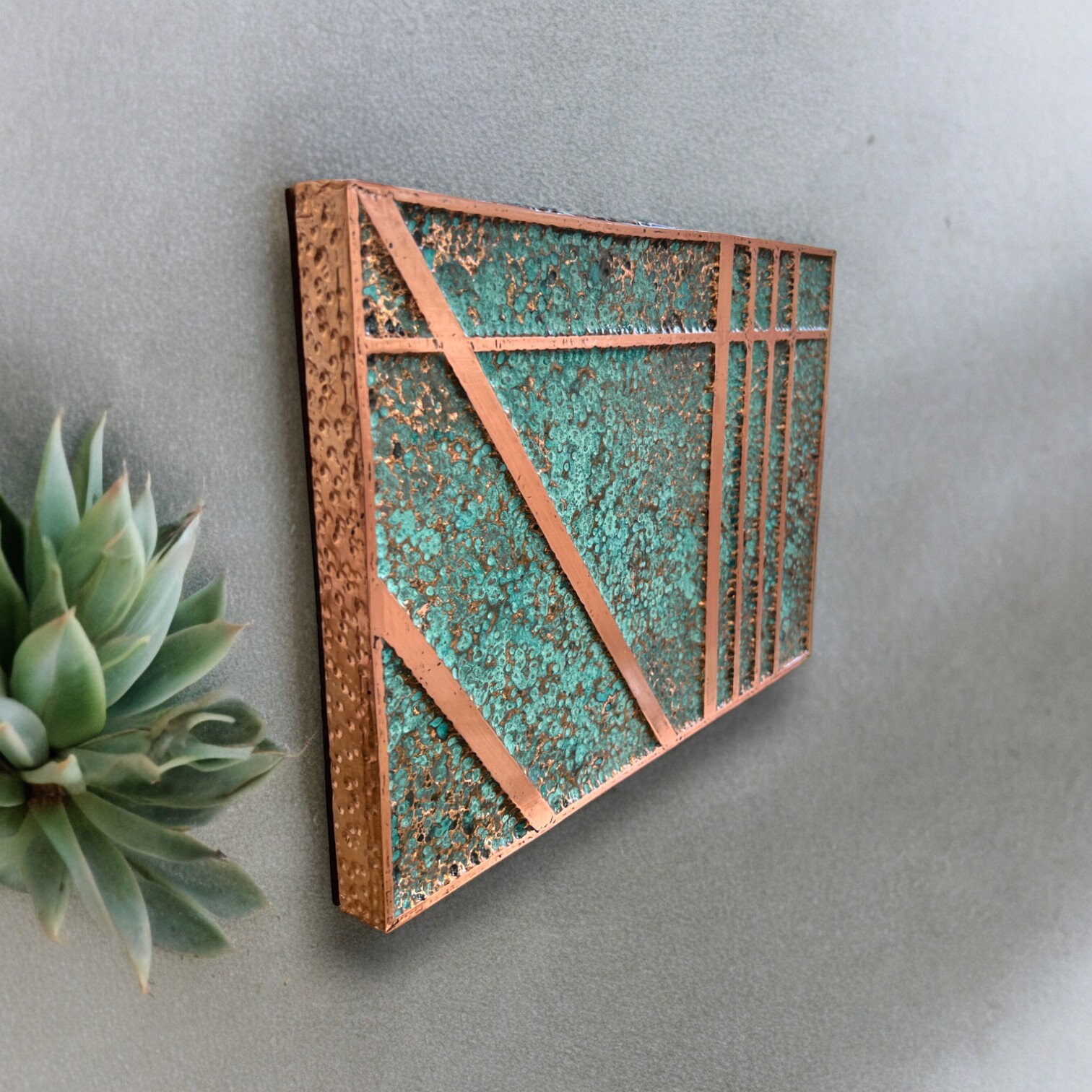 Copper Art L Rustic Copper Wall Art | Farmhouse Decor | Textured Wall ...