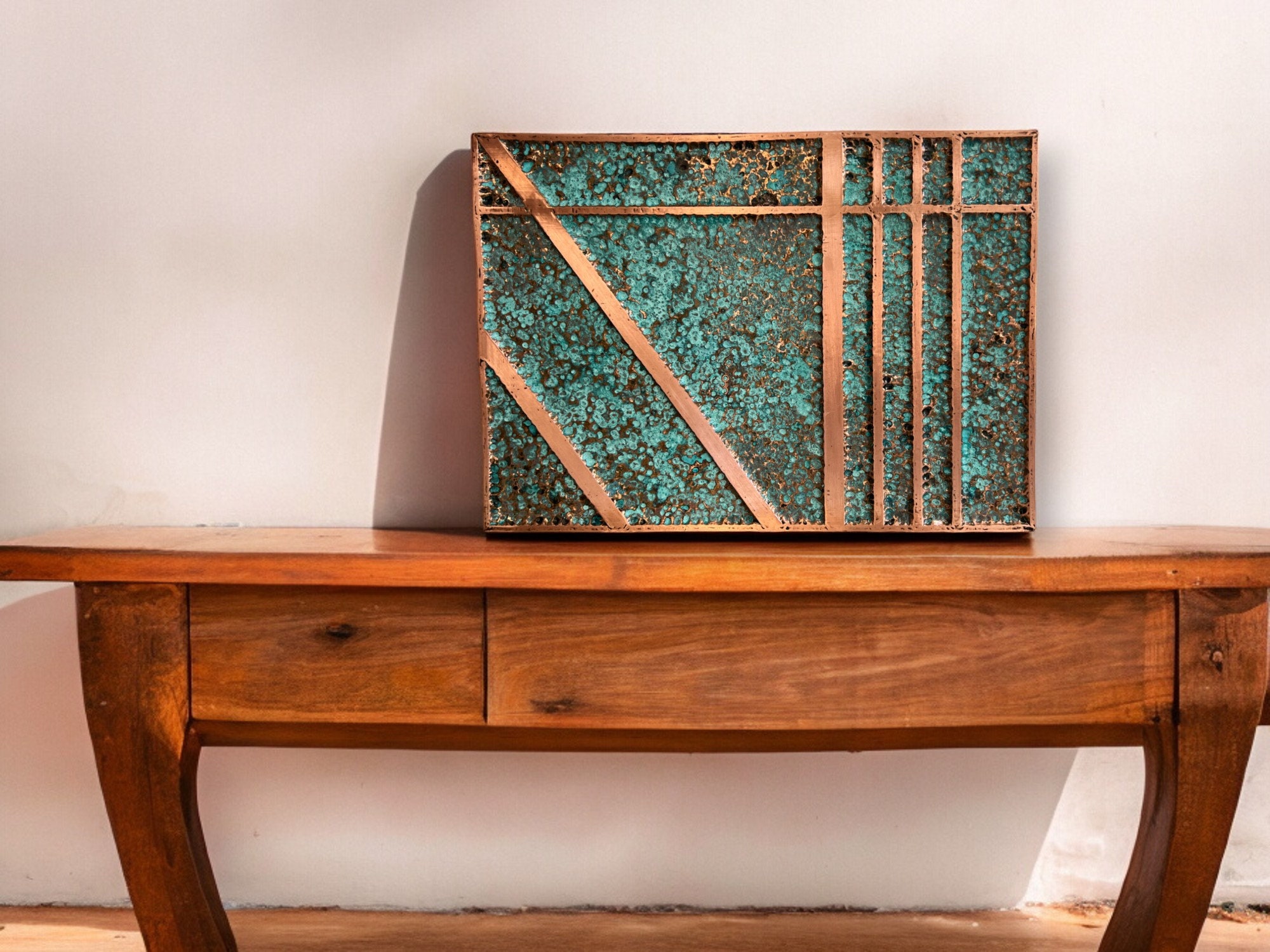 Copper Art L Rustic Copper Wall Art | Farmhouse Decor | Textured Wall ...