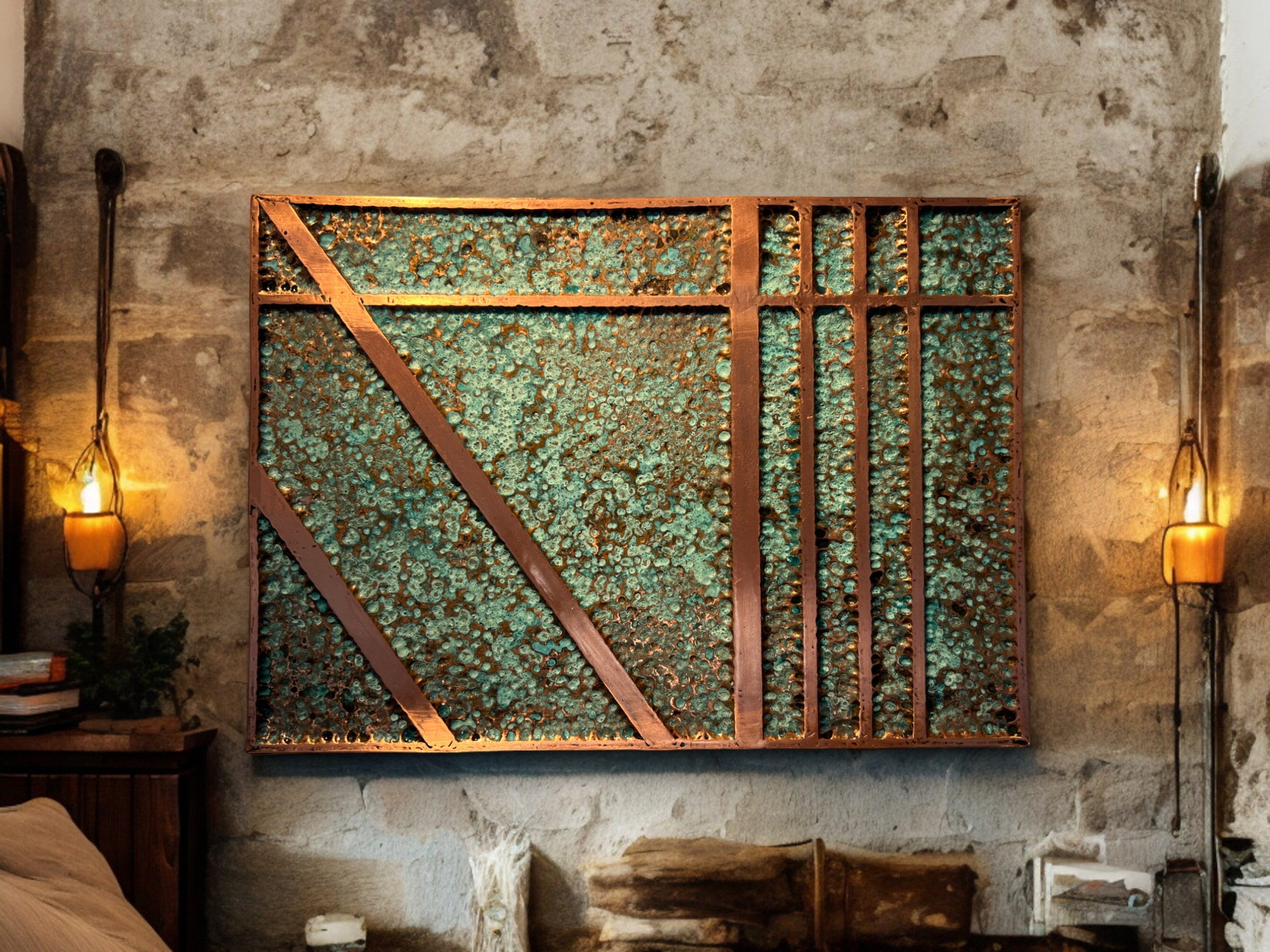 Copper Art L Rustic Copper Wall Art Farmhouse Decor Textured Wall Art ...
