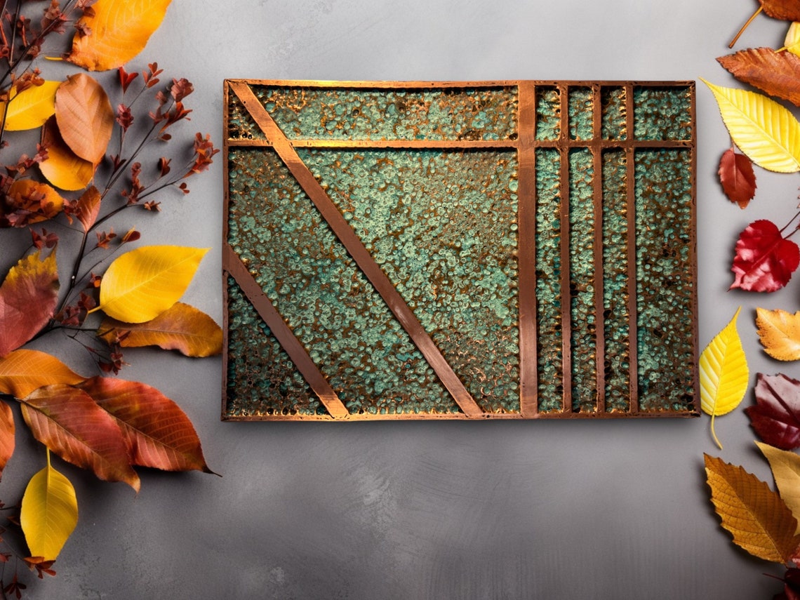 Copper Art L Rustic Copper Wall Art | Farmhouse Decor | Textured Wall ...