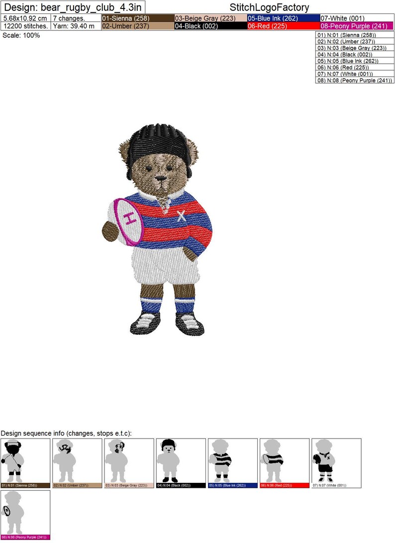 Teddy Bear Rugby Player, 3 Sizes, Machine Embroidery Designs - Etsy