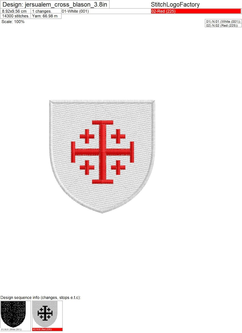 Jerusalem Cross & Blason, 15 Sizes Each, Machine Embroidery Design - Etsy