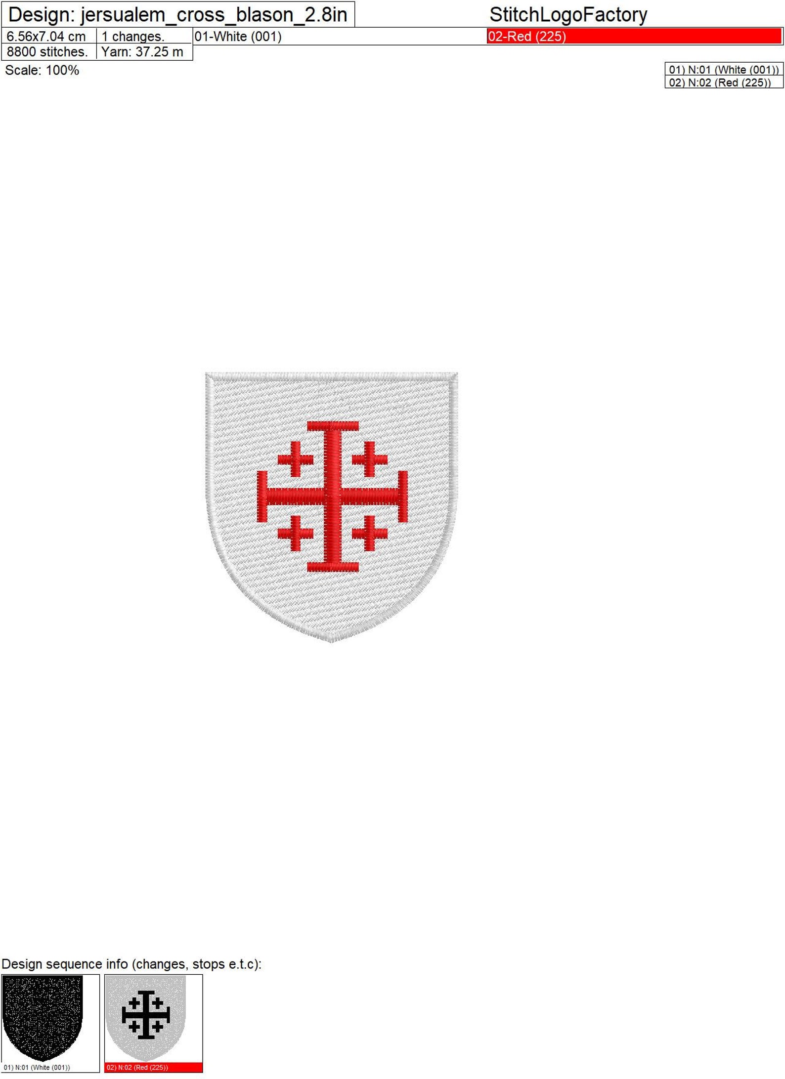 Jerusalem Cross & Blason, 15 Sizes Each, Machine Embroidery Design - Etsy