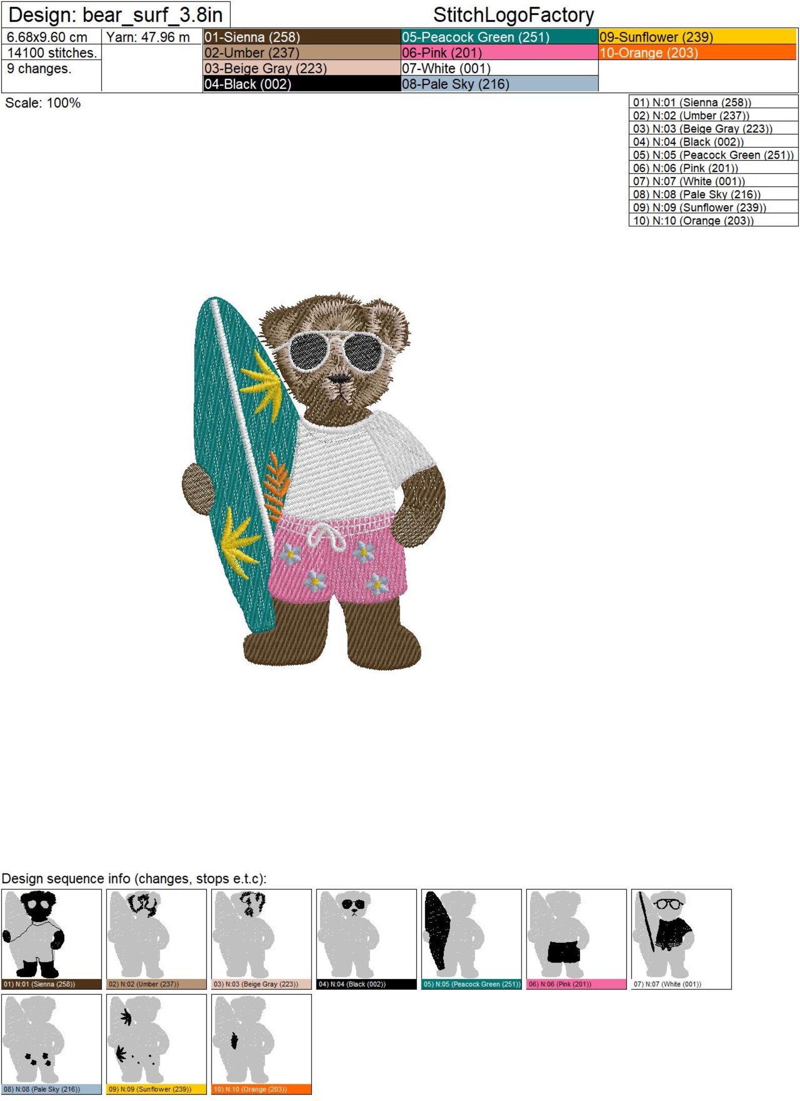 Teddy Bear Surfer, 3 Sizes, Machine Embroidery Designs - Etsy