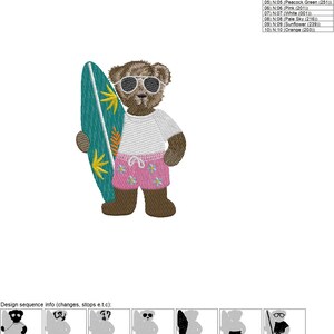 Teddy Bear Surfer, 3 Sizes, Machine Embroidery Designs - Etsy