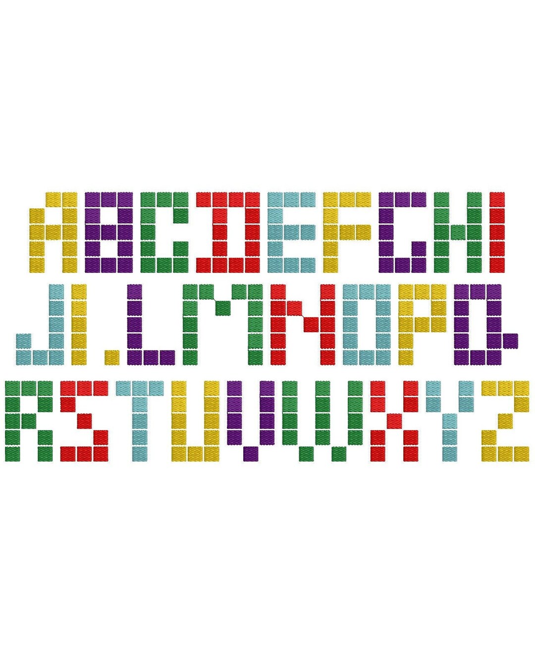Tetris Font 7 Sizes Machine Embroidery Pattern Embroidery - Etsy