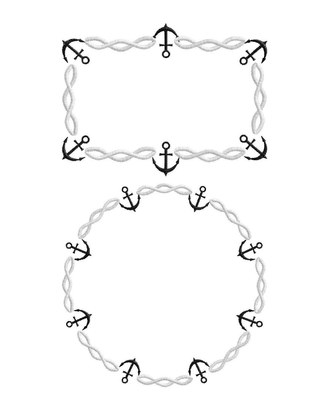 Nautical Rope Frames With Anchor, Circle, Rectangle, 3 Sizes Each ...