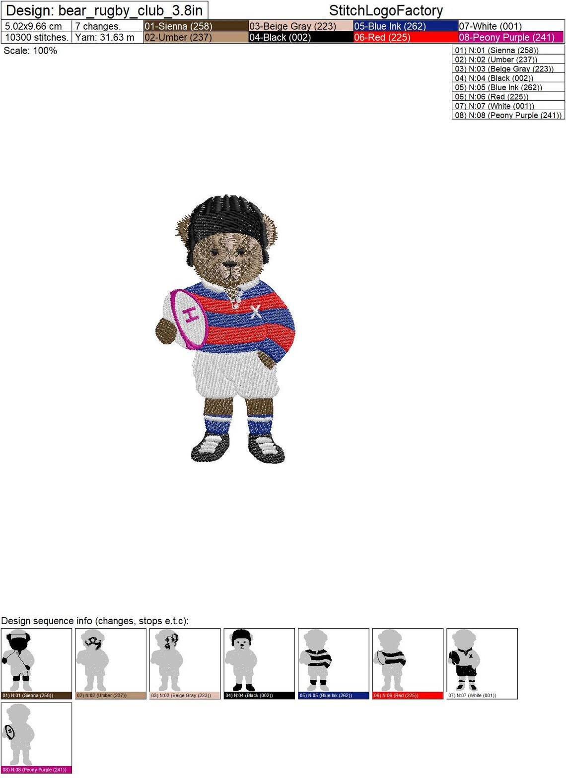 Teddy Bear Rugby Player, 3 Sizes, Machine Embroidery Designs - Etsy