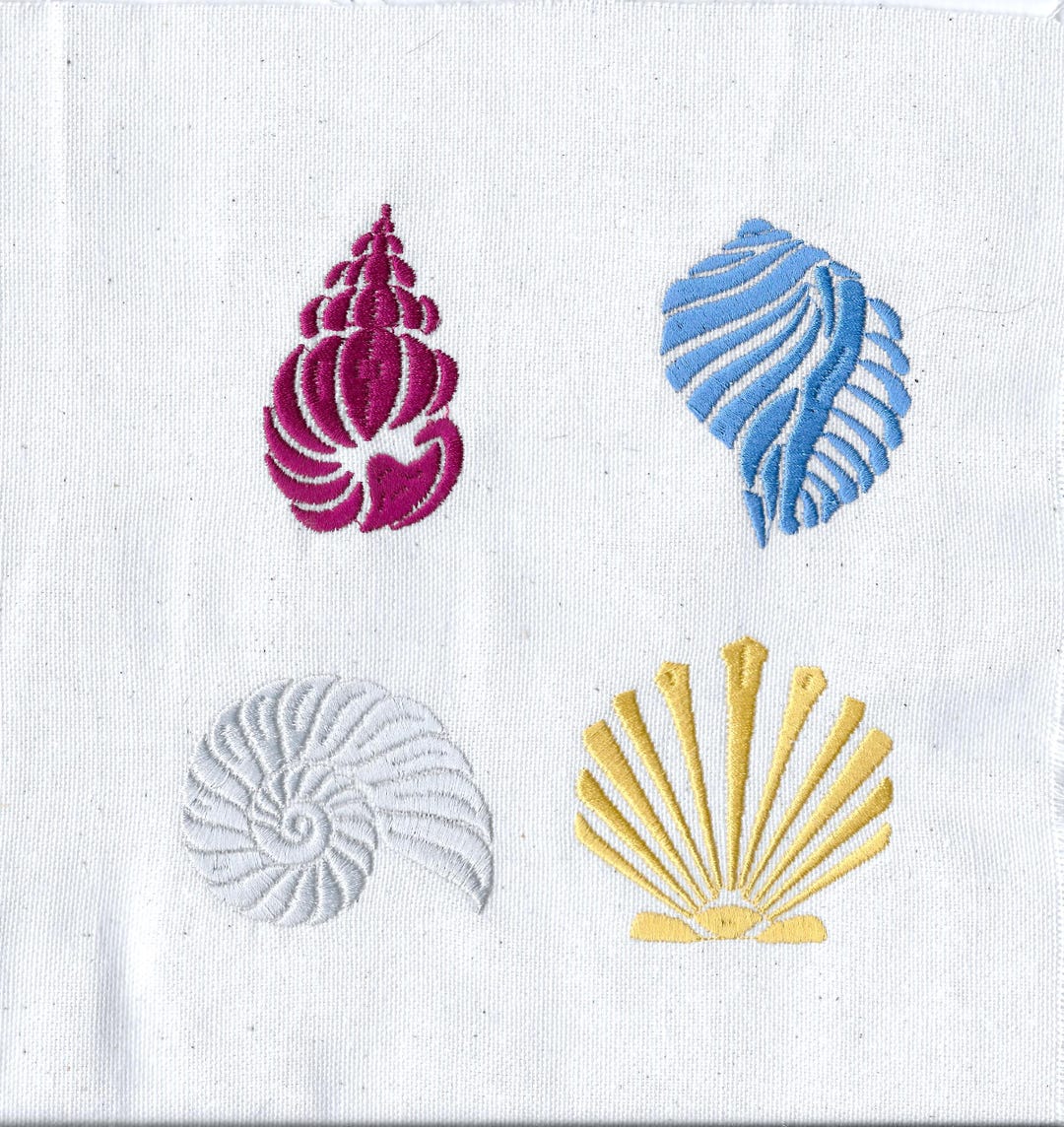 Set of 4 Seashells, 3 Sizes Each, Machine Embroidery Designs Instant ...