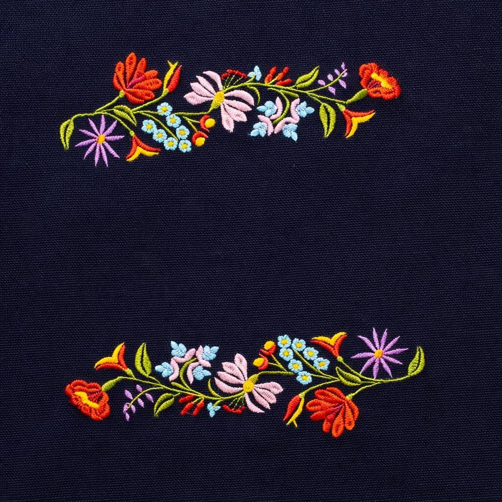 Vintage Folk Flowers Border, 4 Sizes, Machine Embroidery Designs - Etsy