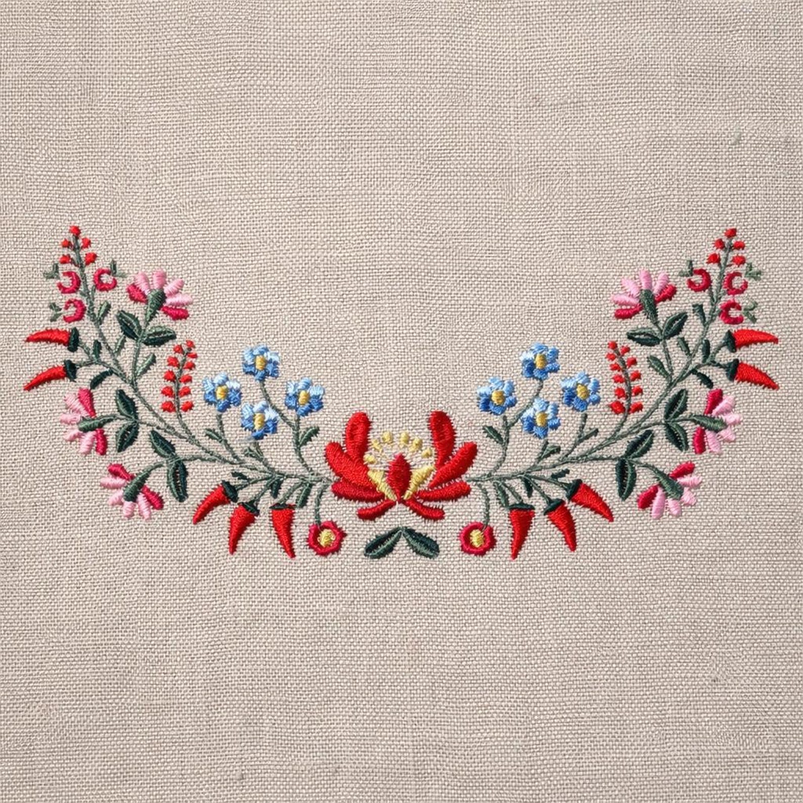 Vintage Folk Flowers Border, 4 Sizes, Machine Embroidery Designs - Etsy