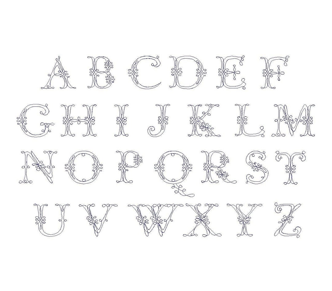 Vintage Lattice Bean Stitch Font, Capital Letters 5 Sizes Machine ...